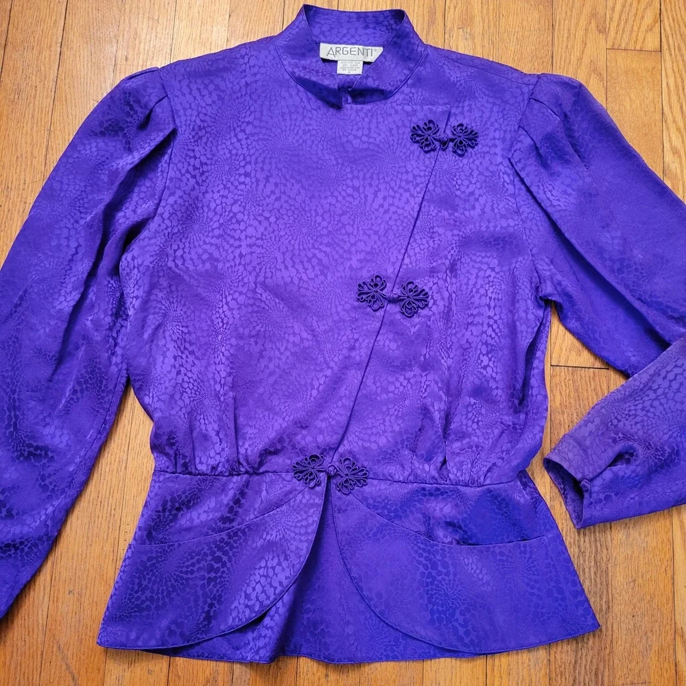Argenti | Dresses | Argenti Vintage Purple Silk Skirt Set Mandarin Frog ...